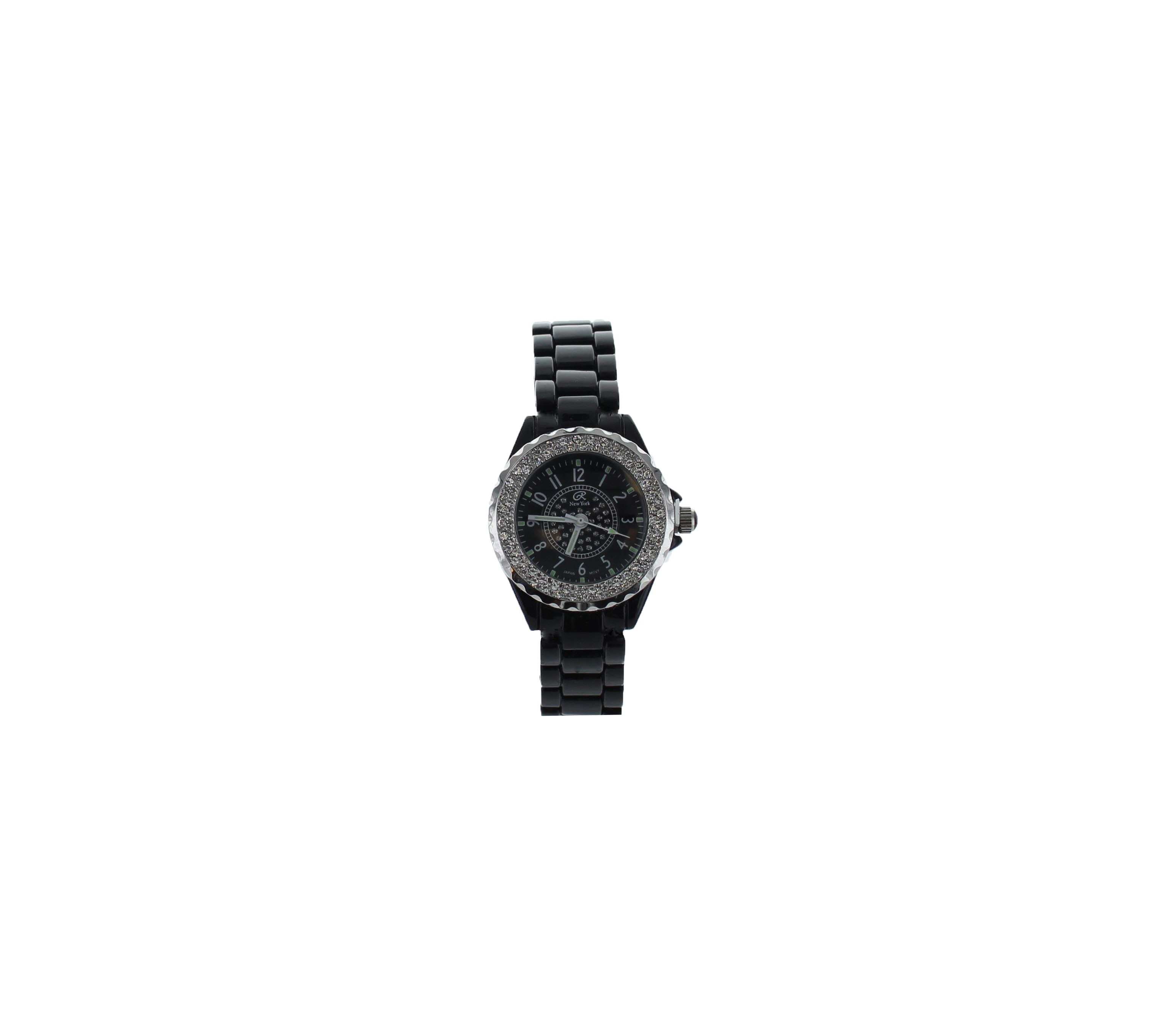 Small Face Rhinestone Black Link Watch - Best of Everything | Online ...