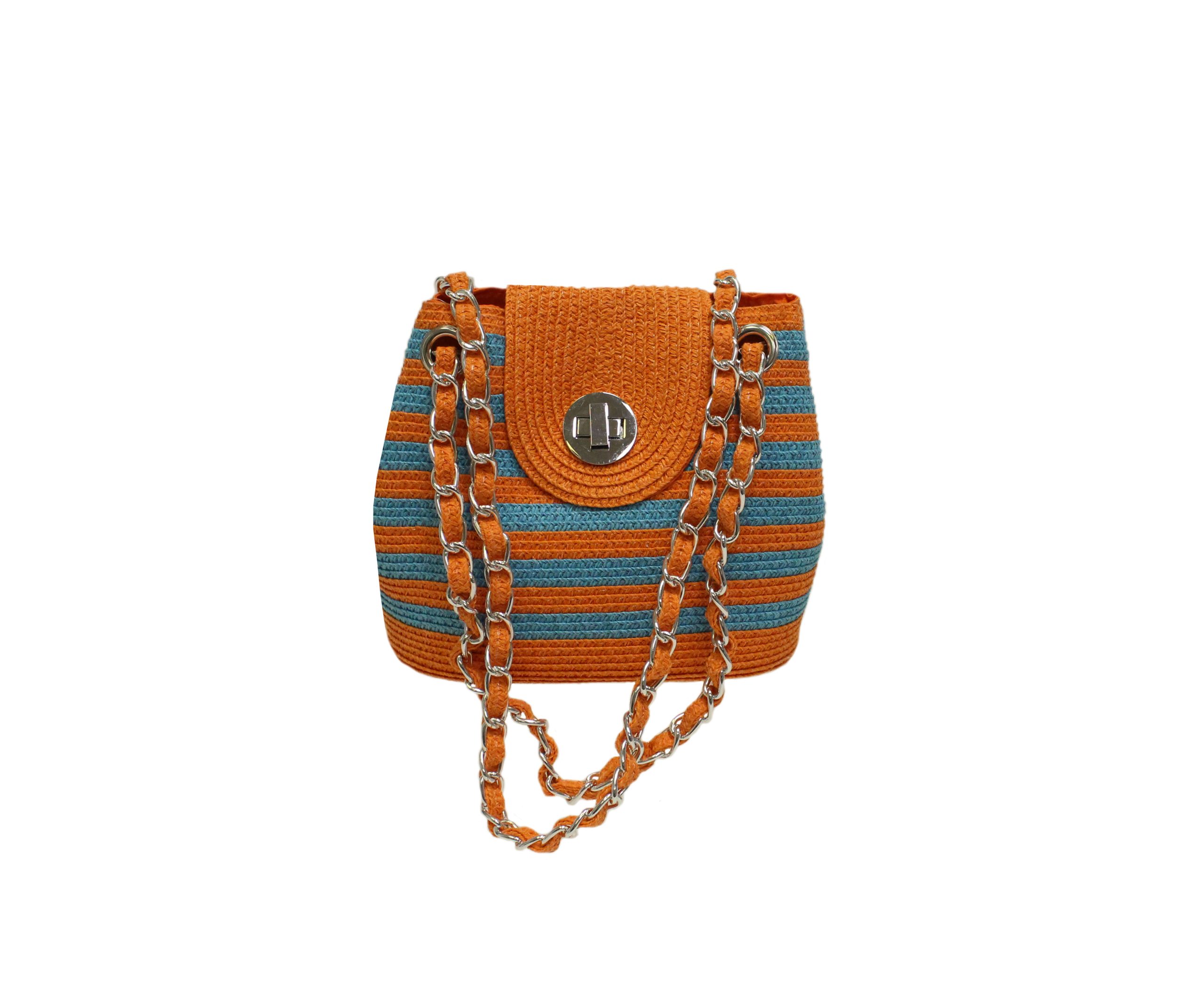 Orange & Turquoise Straw Bag - Best of Everything | Online Shopping