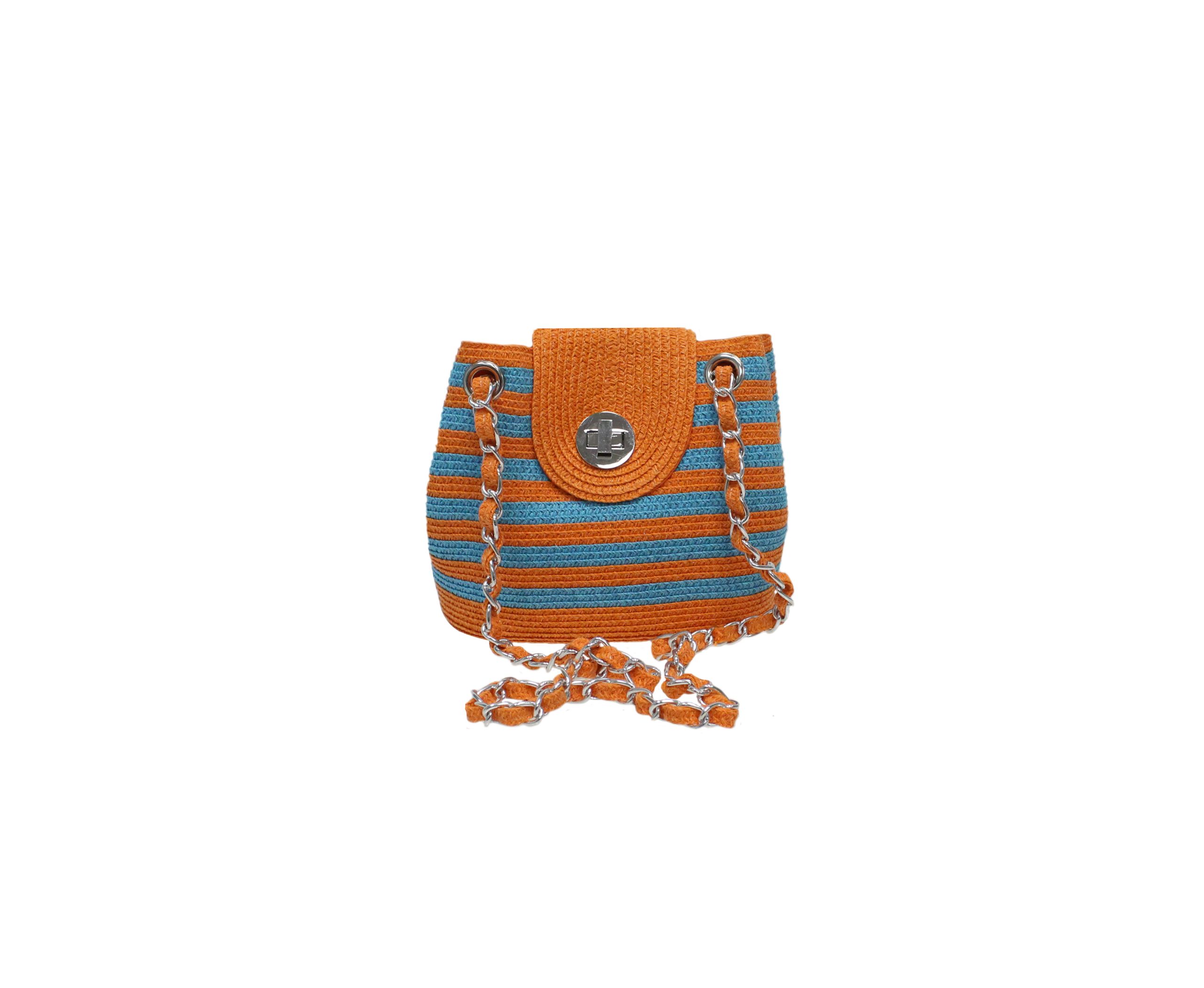 Orange & Turquoise Straw Bag - Best of Everything | Online Shopping