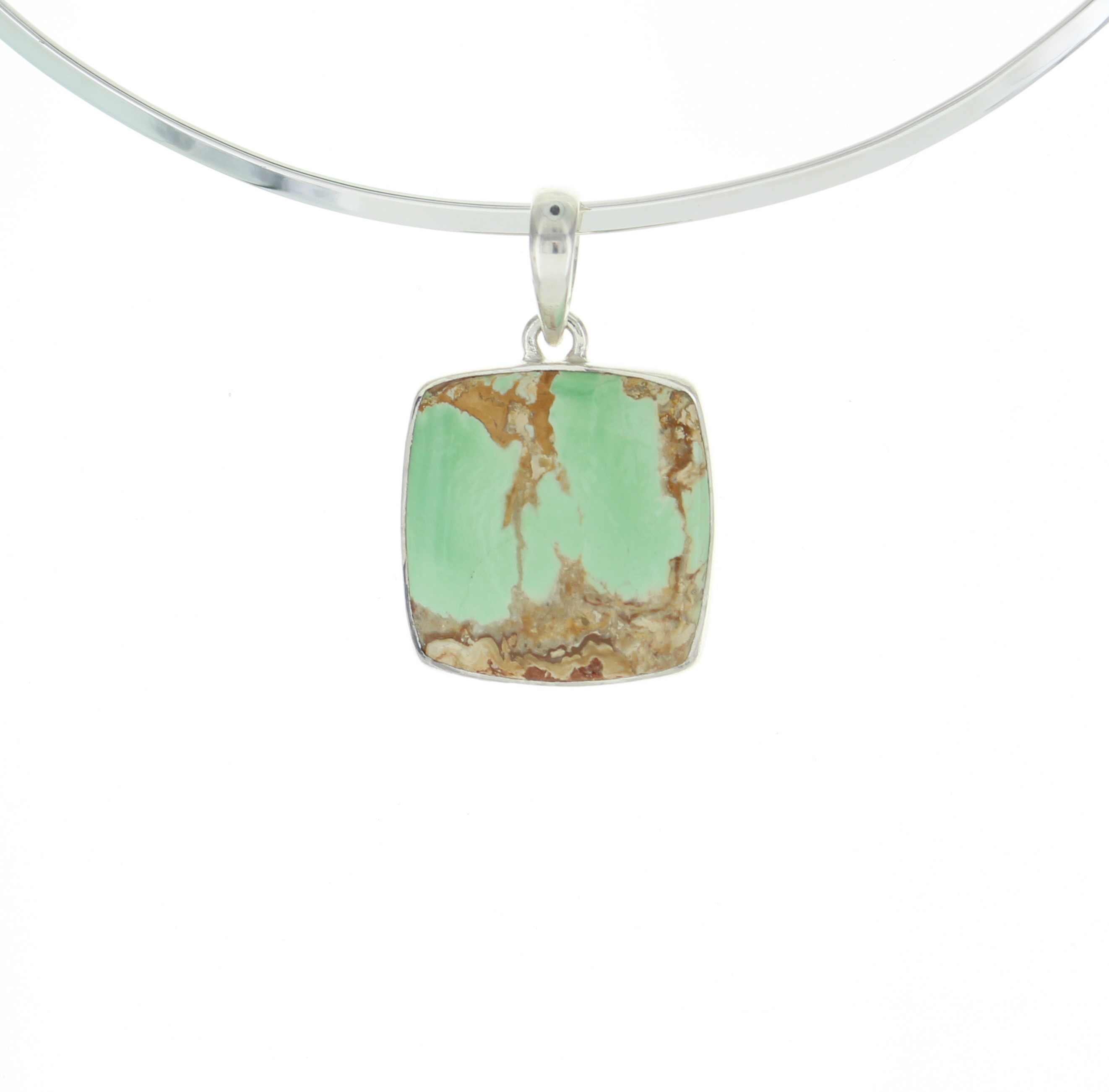 Square Green Turquoise Pendant - Best of Everything | Online Shopping