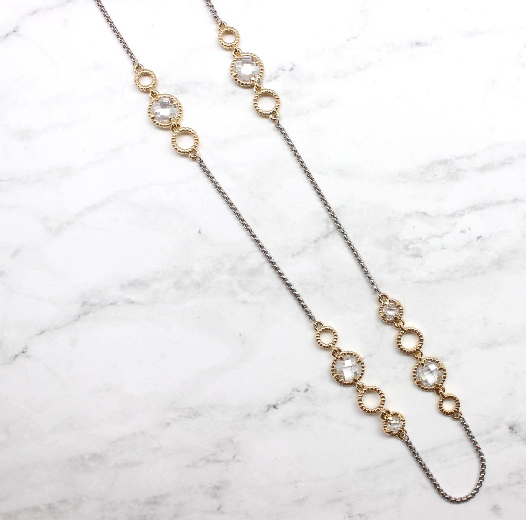 Long Two Tone Gem Necklace - Best of Everything | Online Shopping