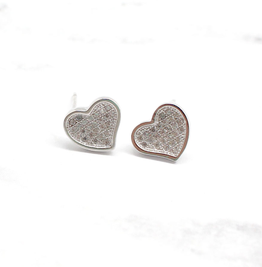 Small Pave Heart Studs - Best of Everything | Online Shopping