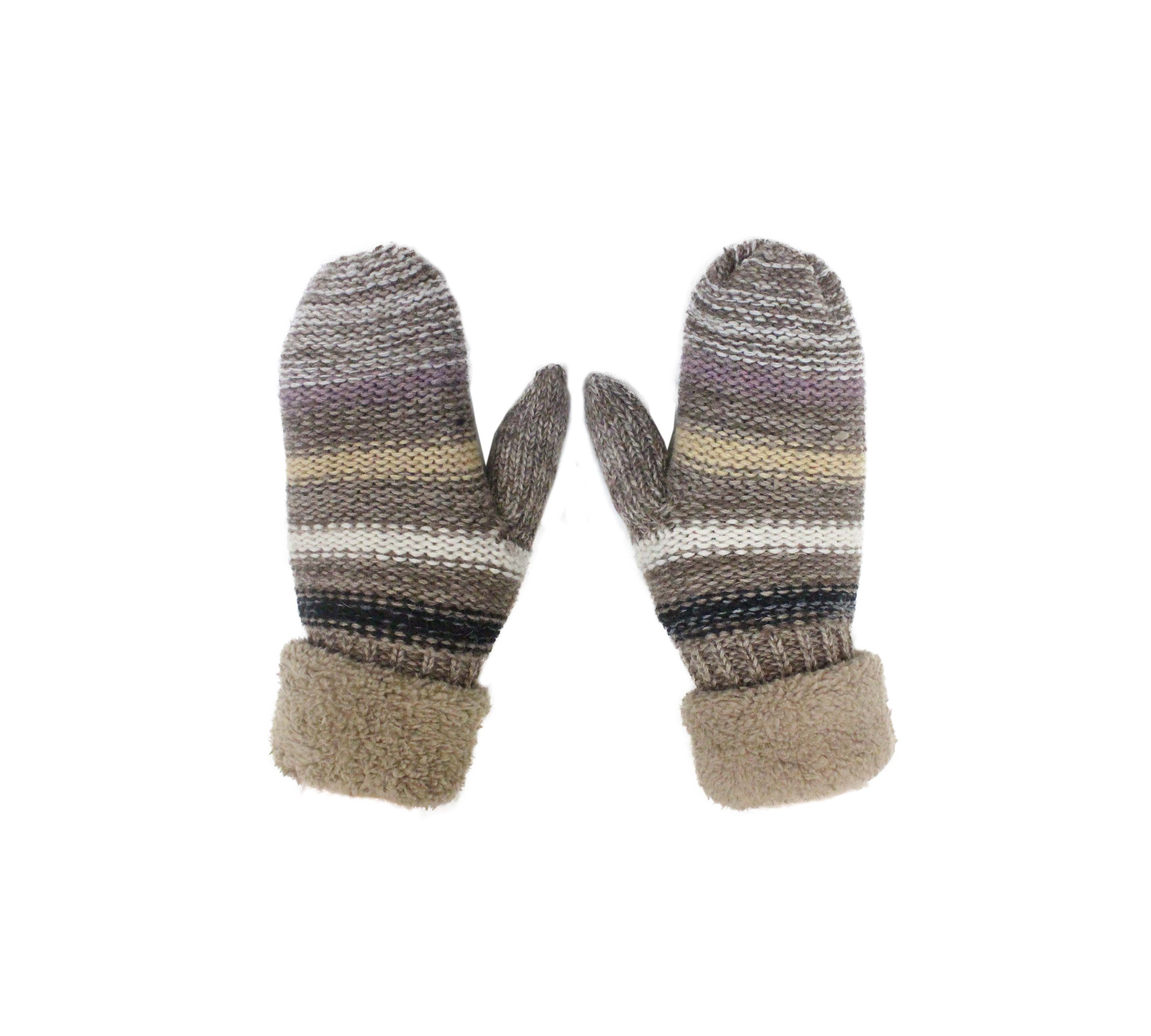 Beige Stripes Cozy Mittens - Best of Everything | Online Shopping