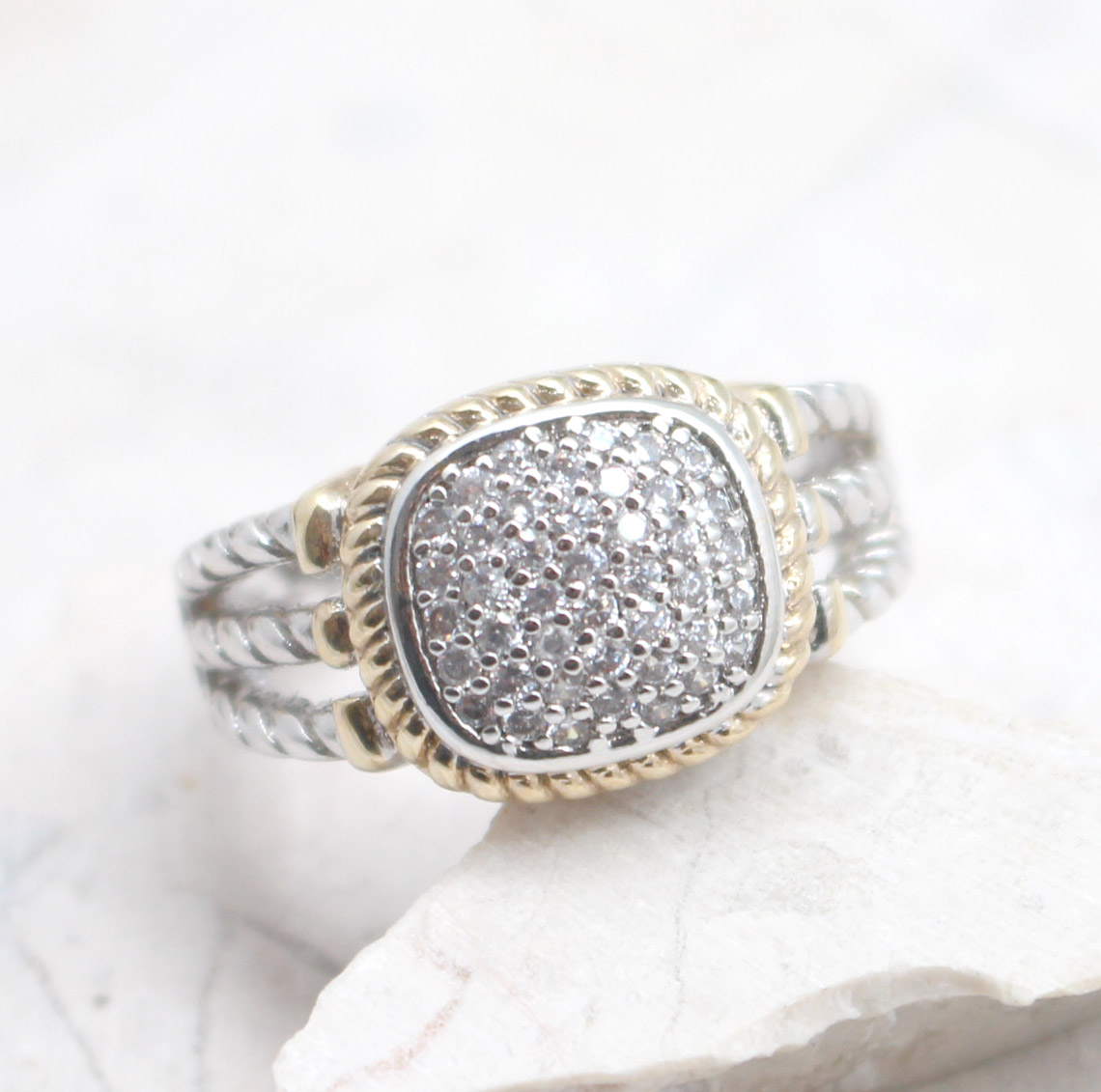 Small Rhinestone Cable Ring - Best of Everything | Online Shopping