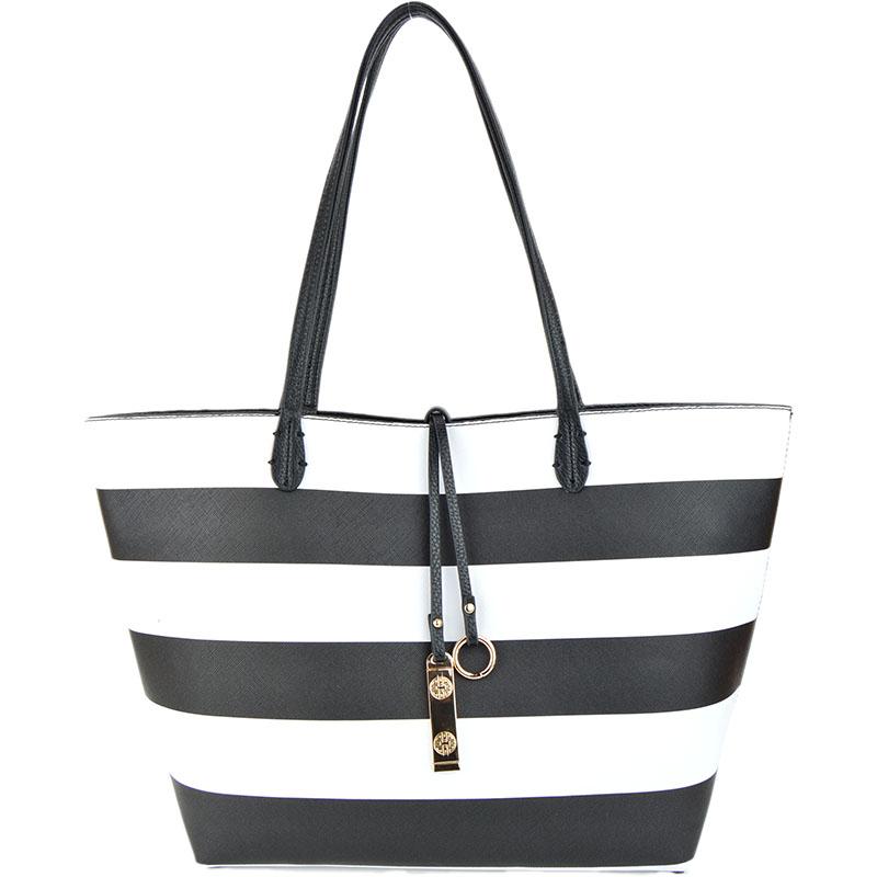 Horizontal Black & White Stripes Reversible Tote - Best of Everything ...