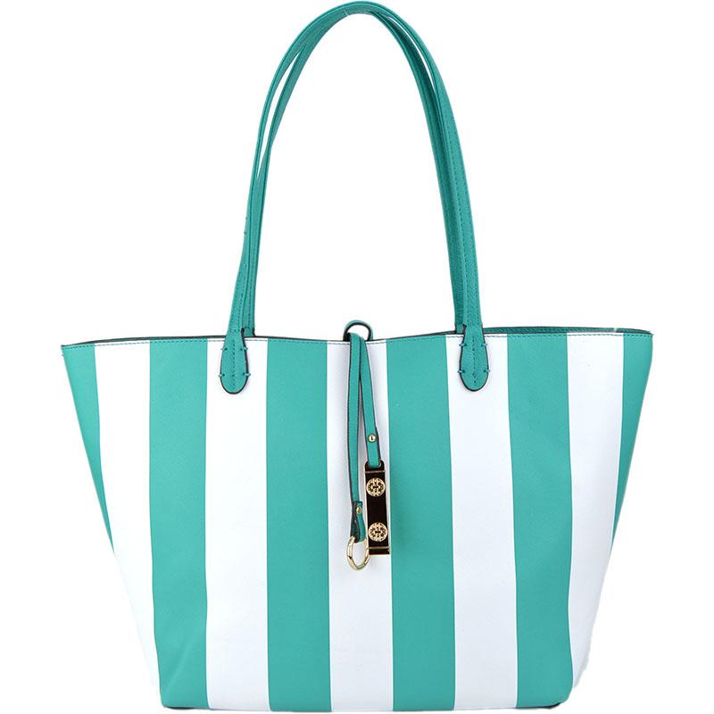 Turquoise & White Stripes Reversible Tote - Best of Everything | Online ...