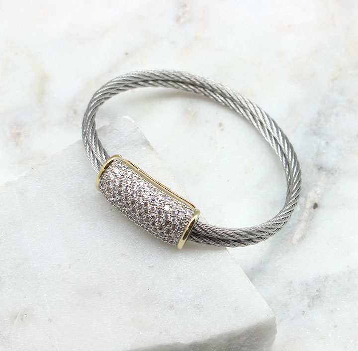 Double Cable Rhinestone Bracelet - Best of Everything | Online Shopping