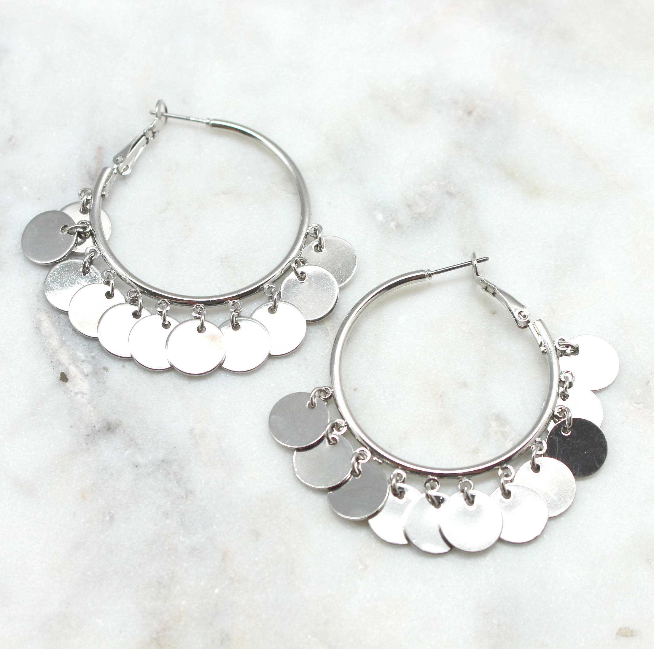 Dangling Disc Hoop Earrings - Best of Everything | Online Shopping