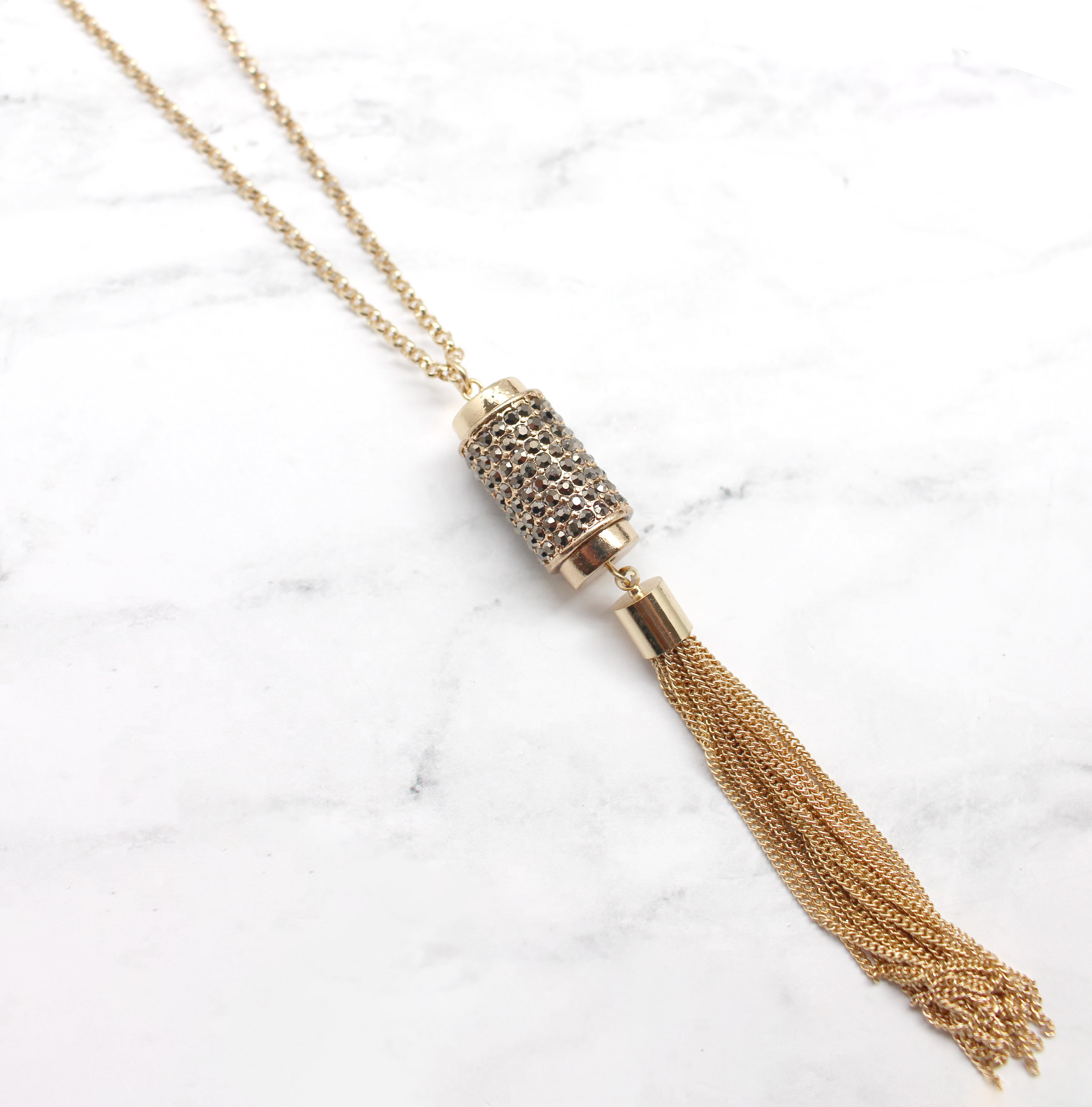 Barrel Long Chain Necklace - Best of Everything | Online Shopping