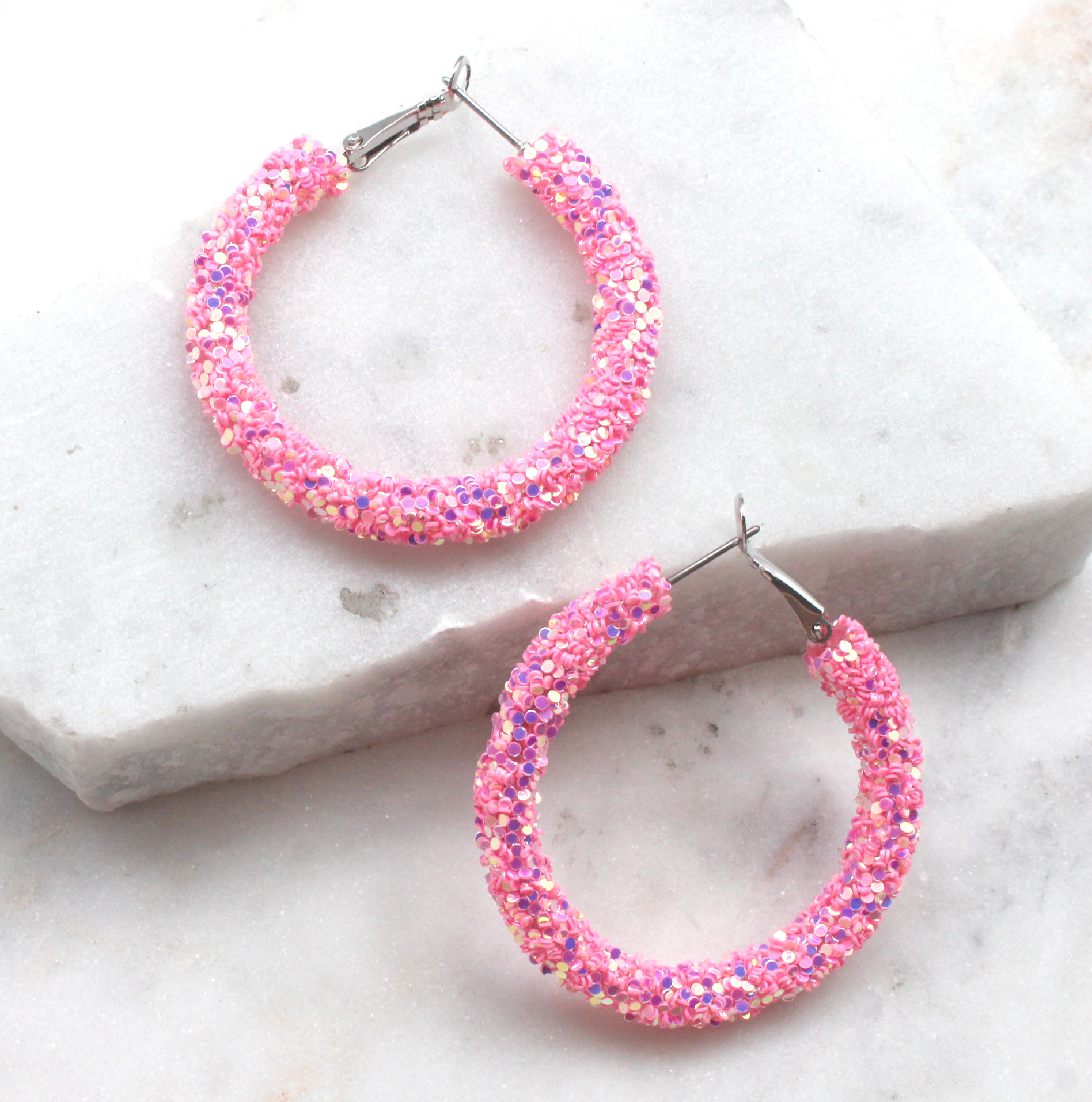 Sparkle Crusted Hoops - Best of Everything | Online Shopping