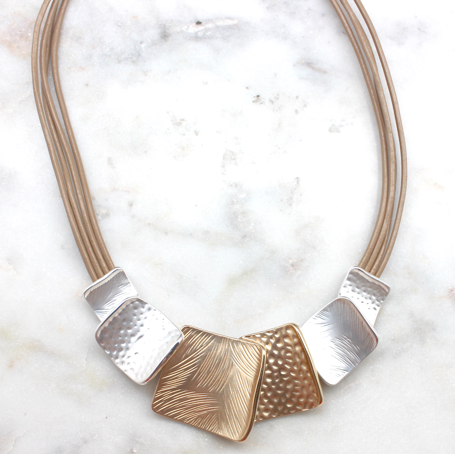 Textured Squares Necklace - Best of Everything | Online Shopping