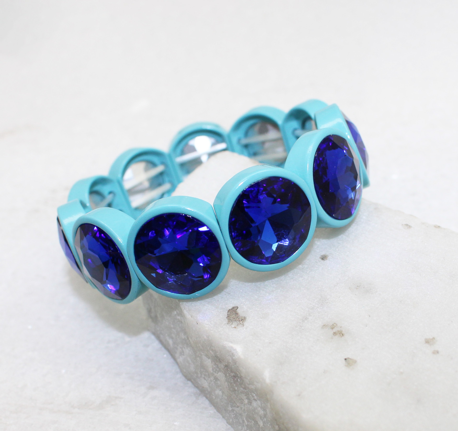 Large Colorful Gemstone Stretch Bracelet - Best of Everything | Online ...