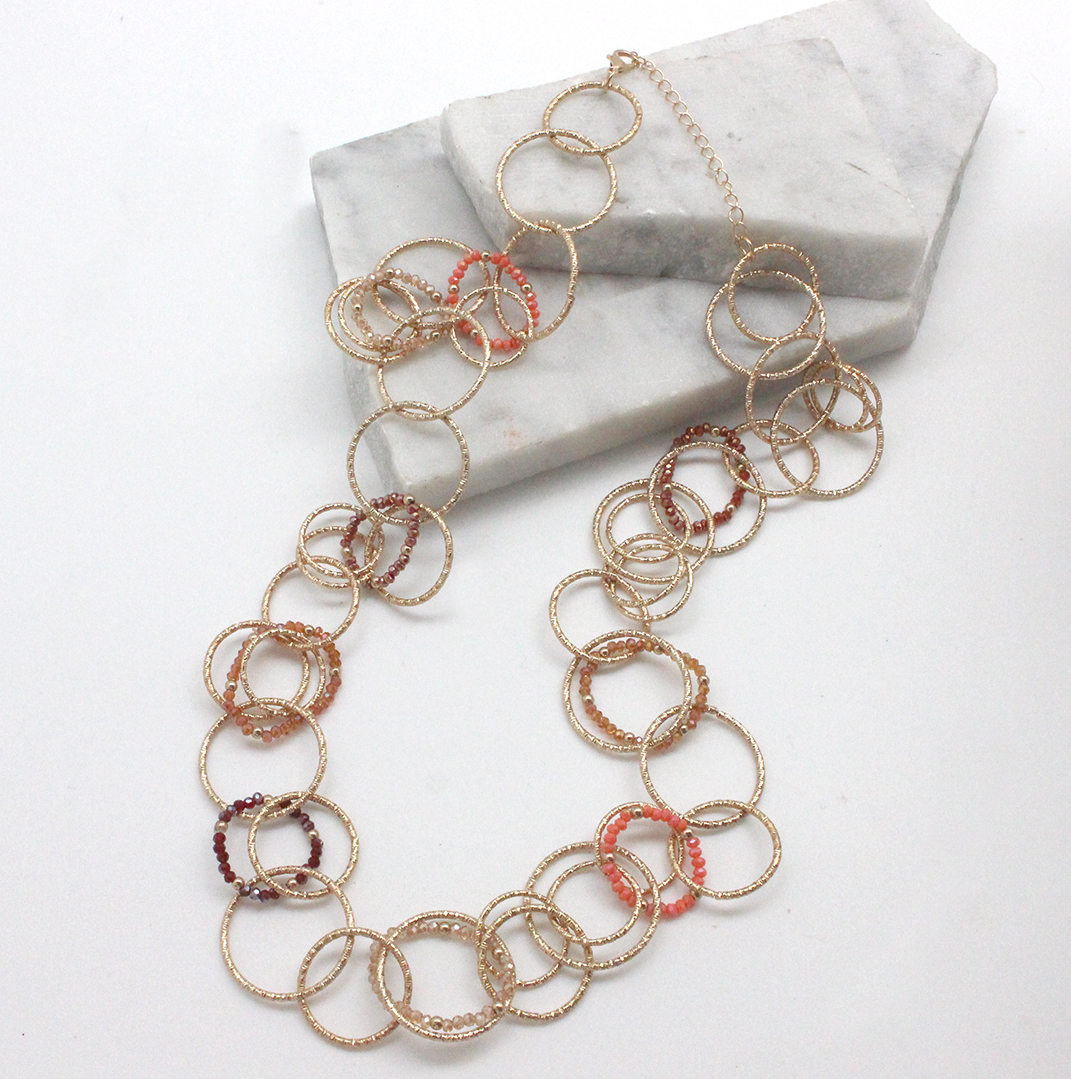Beaded Links Necklace in Coral - Best of Everything | Online Shopping
