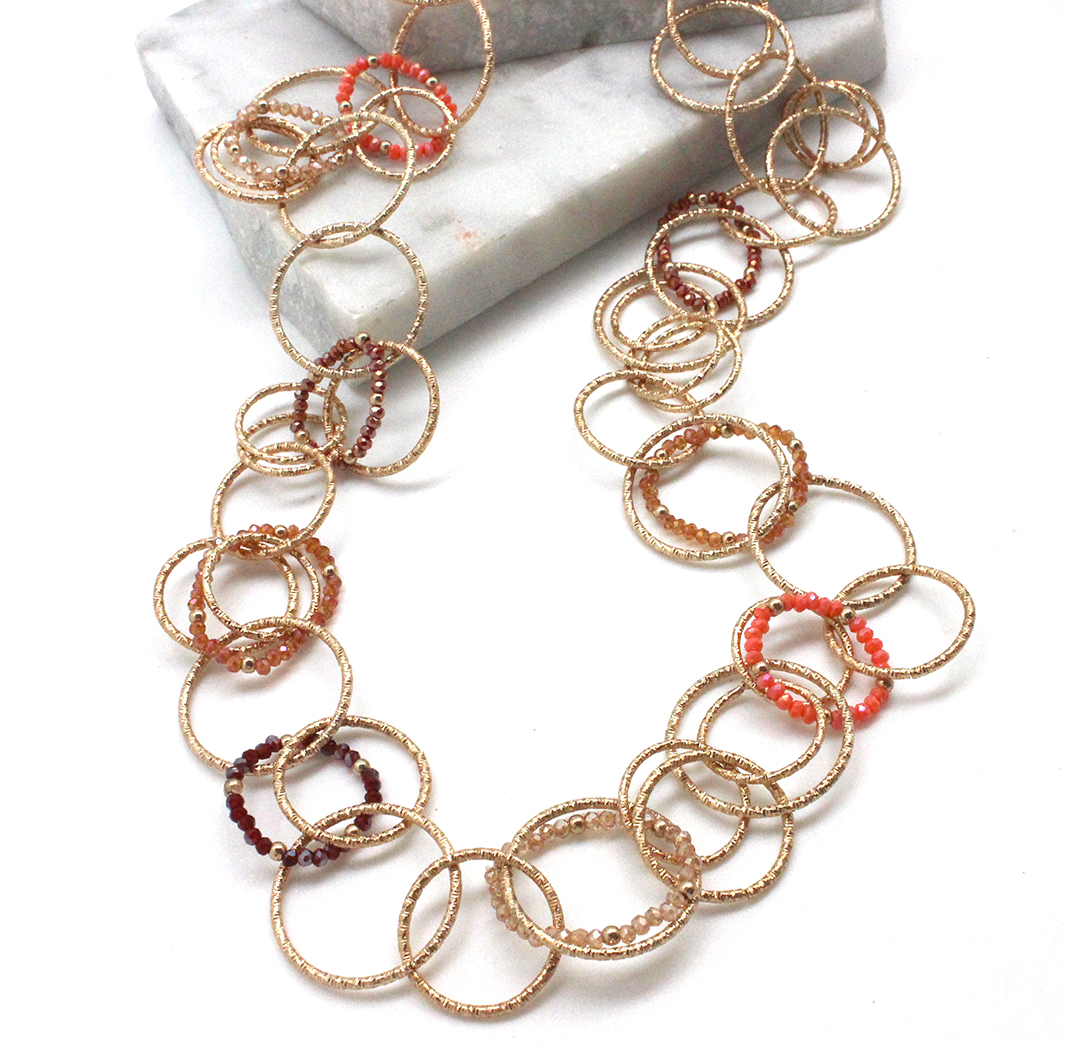 Beaded Links Necklace in Coral - Best of Everything | Online Shopping