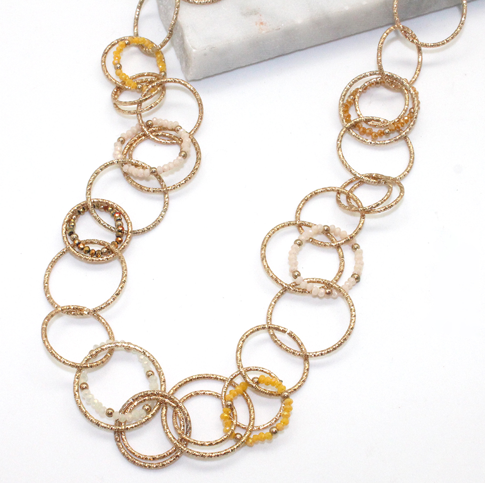 Beaded Links Necklace in Yellow - Best of Everything | Online Shopping