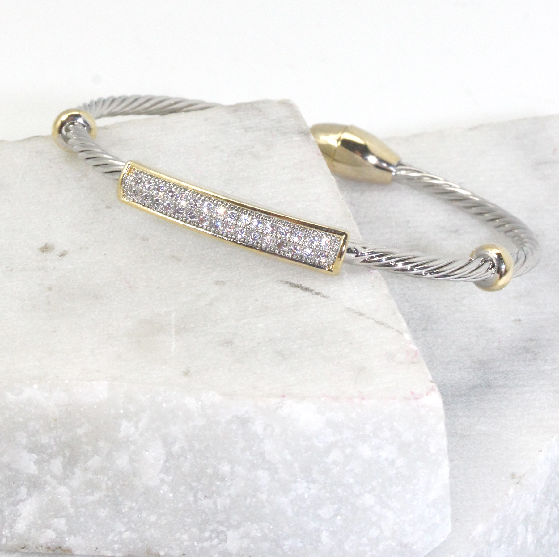 Rhinestone Bar Bangle Bracelet - Best of Everything | Online Shopping