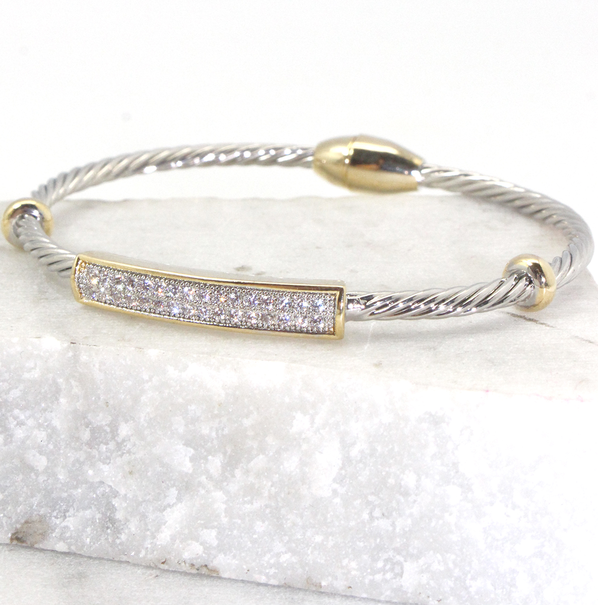 Rhinestone Bar Bangle Bracelet - Best of Everything | Online Shopping