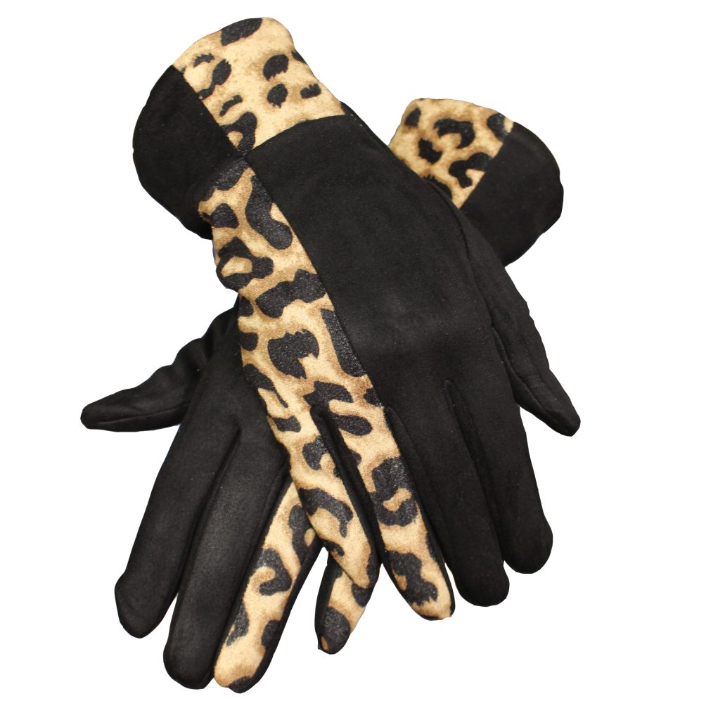 Lady Leopard Gloves In Black - Best of Everything | Online Shopping