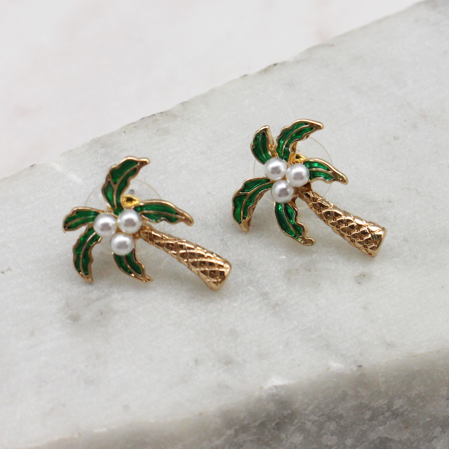 Palm Tree Studs In Green - Best of Everything | Online Shopping