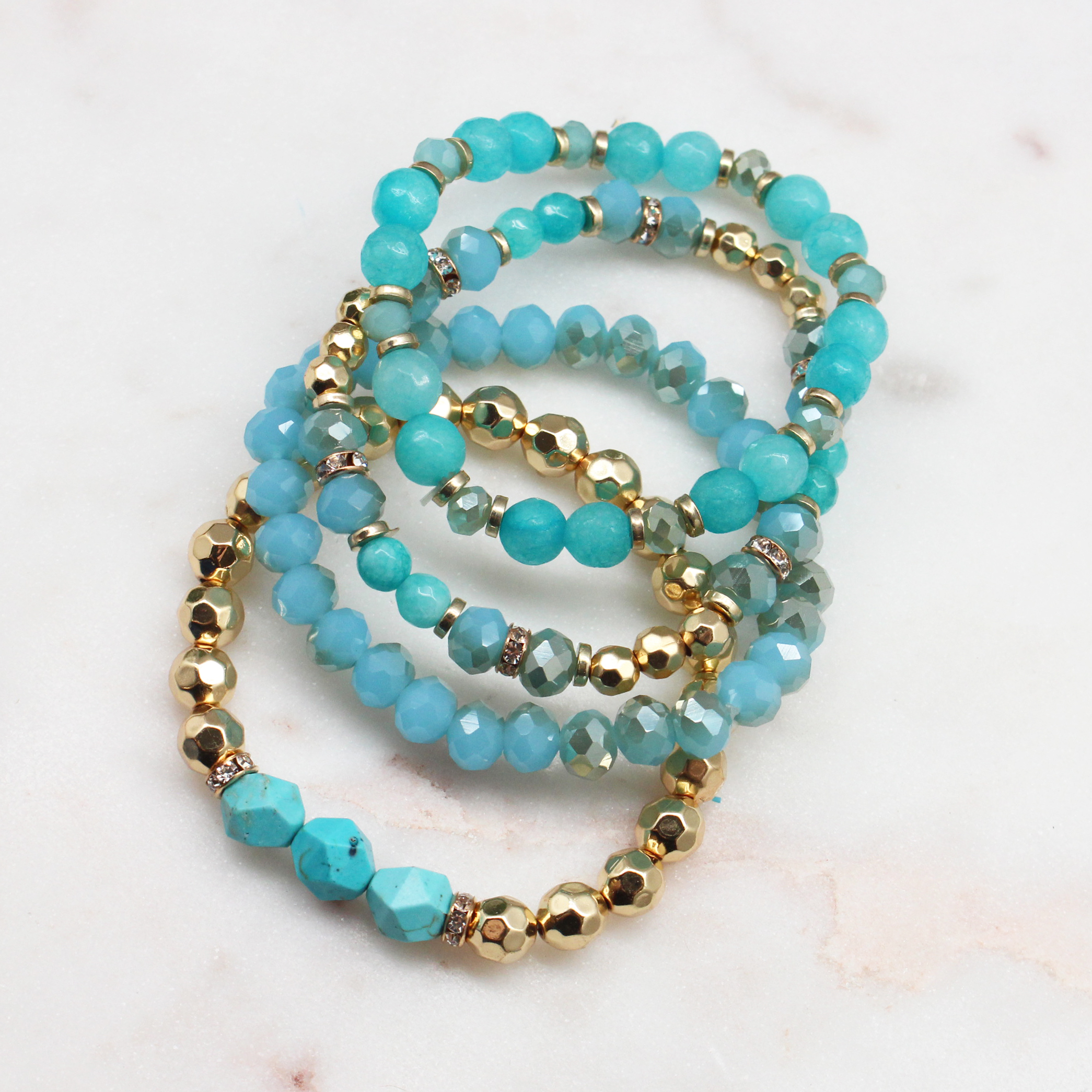 Beaded Bracelet Stack In Turquoise - Best of Everything | Online Shopping