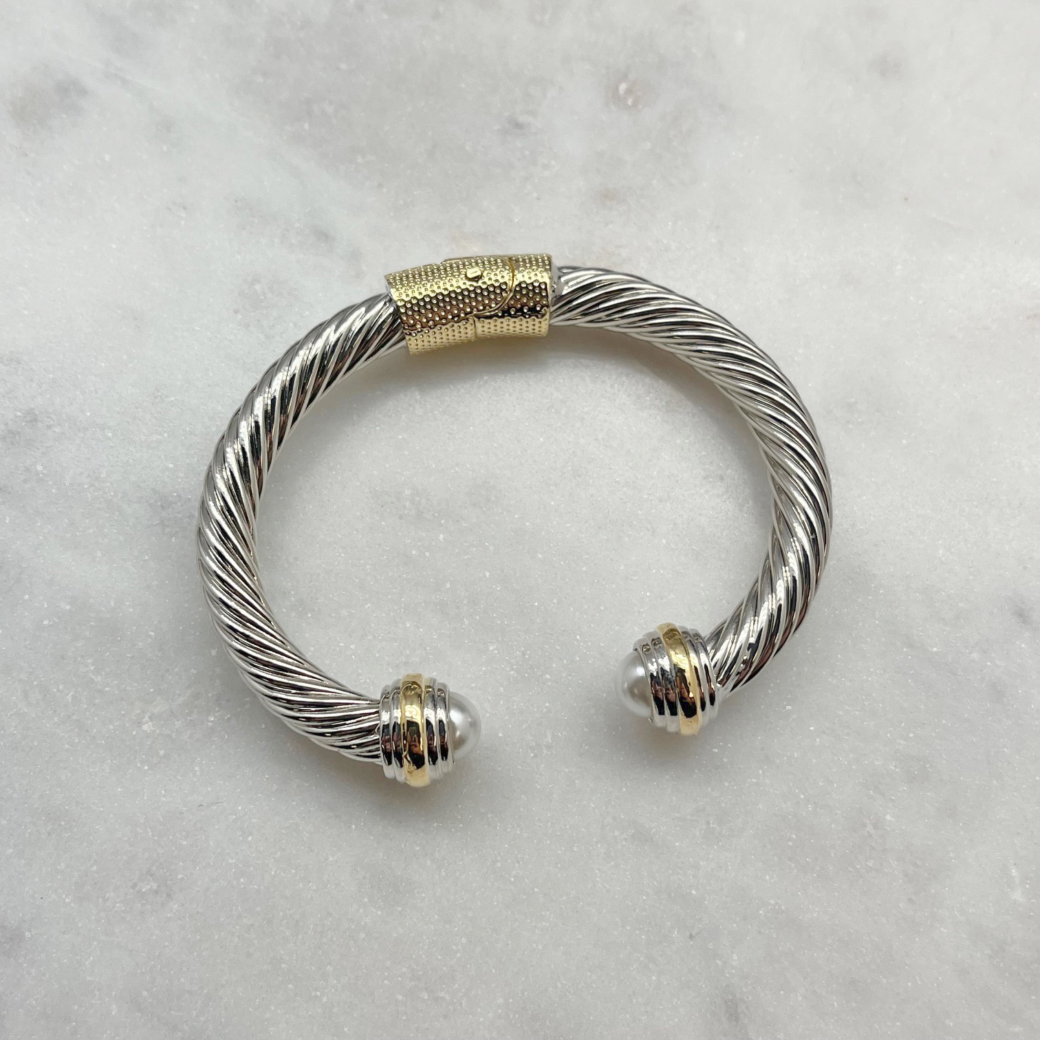 Pearl Cable Cuff Bracelet - Best of Everything | Online Shopping