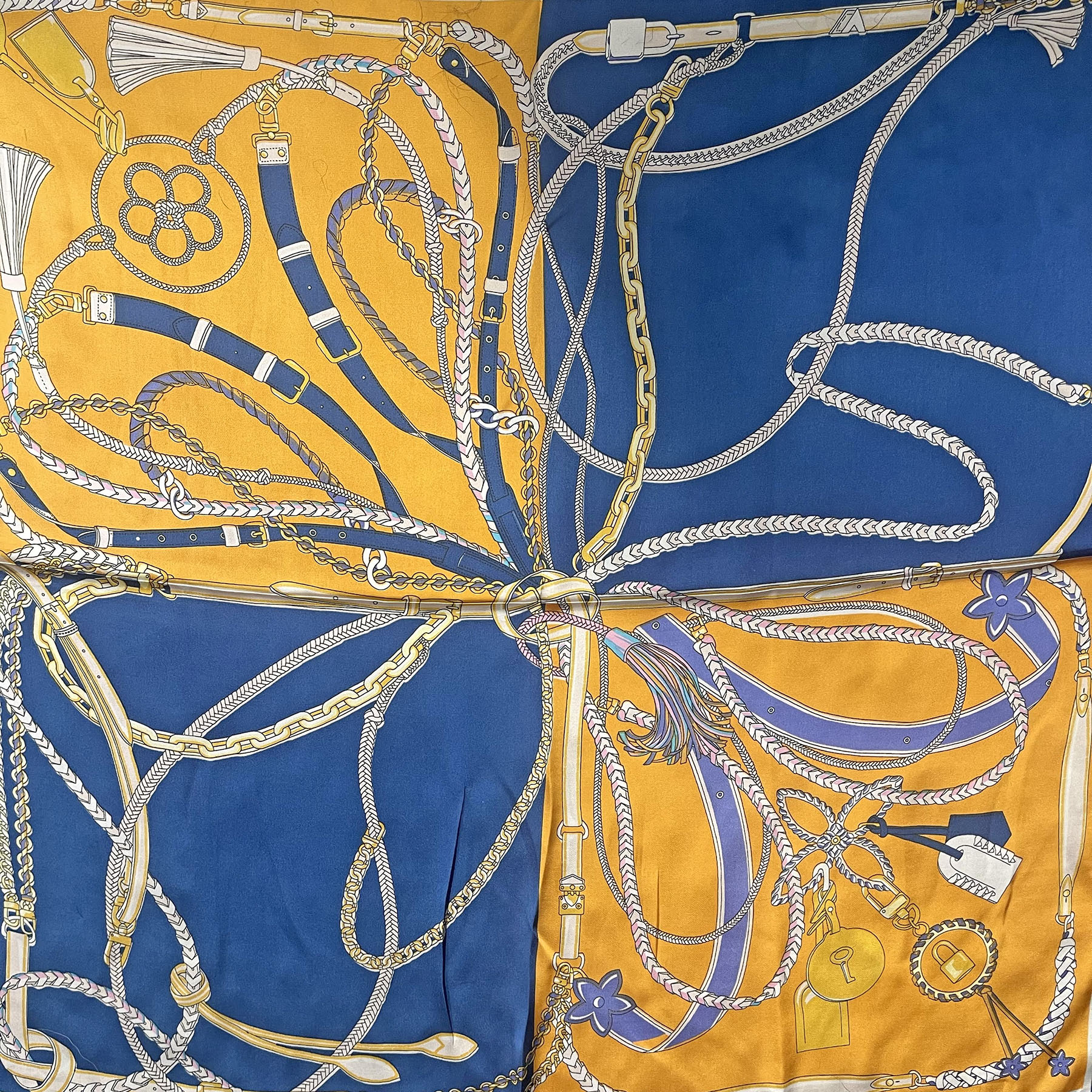 Rope & Chain Scarf in Navy & Orange - Best of Everything | Online Shopping
