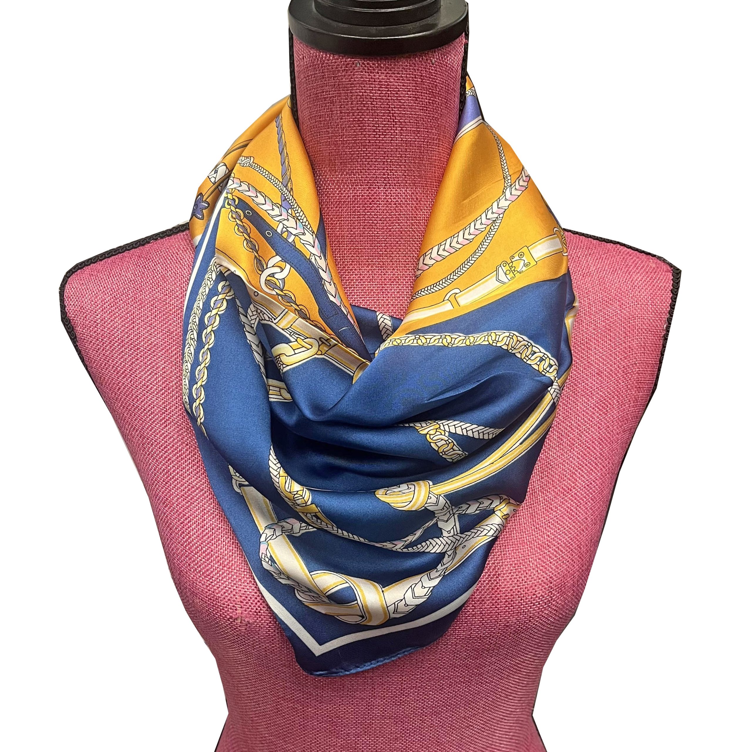 Rope & Chain Scarf in Navy & Orange - Best of Everything | Online Shopping