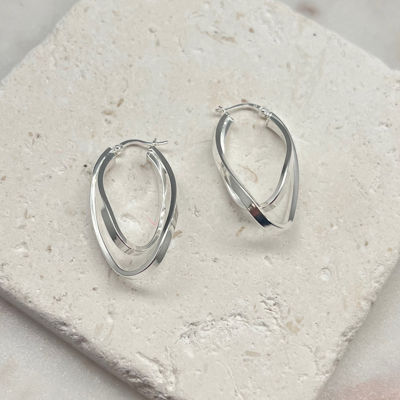 Italian Sterling Silver Double Oval Hoops - Best of Everything | Online ...
