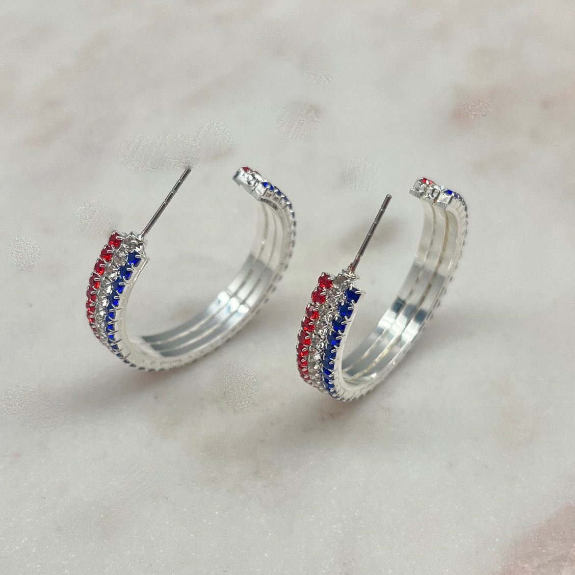 Red, White & Blue Rhinestone Hoops - Best of Everything | Online Shopping